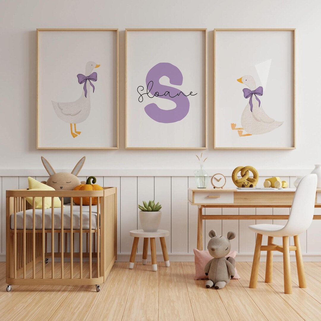 Silly Goose Wall Art Print | Cute Geese With Bow Poster | Farm Animal ...