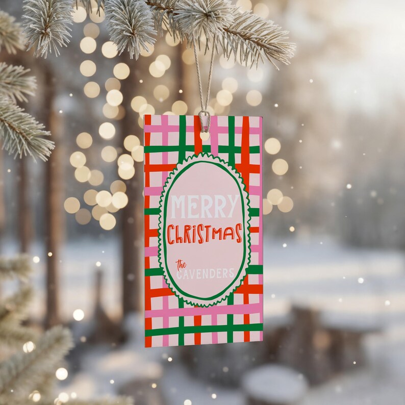 Editable Retro Christmas Gift Tags: Printable Colorful Holiday Tags ...
