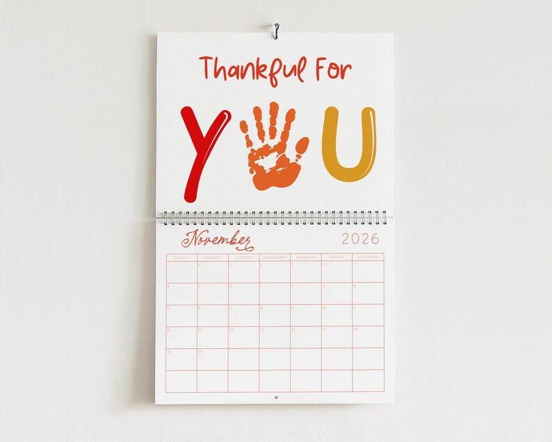 2026 Kids Printable Handprint Calendar, Gift for Granparent (digital ...