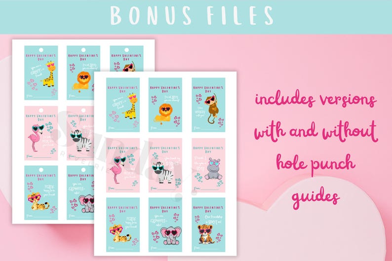 Safari Animal Valentine's Day Gift Tags: Printable Colorful Valentine ...