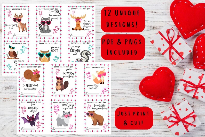 Printable Woodland Forest Animals With Sunglasses Class Valentines ...