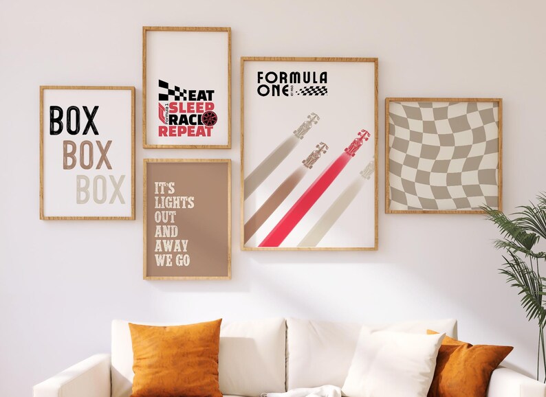 Formula 1 Wall Art Gallery Set: Neutral Red Prints (digital Download ...