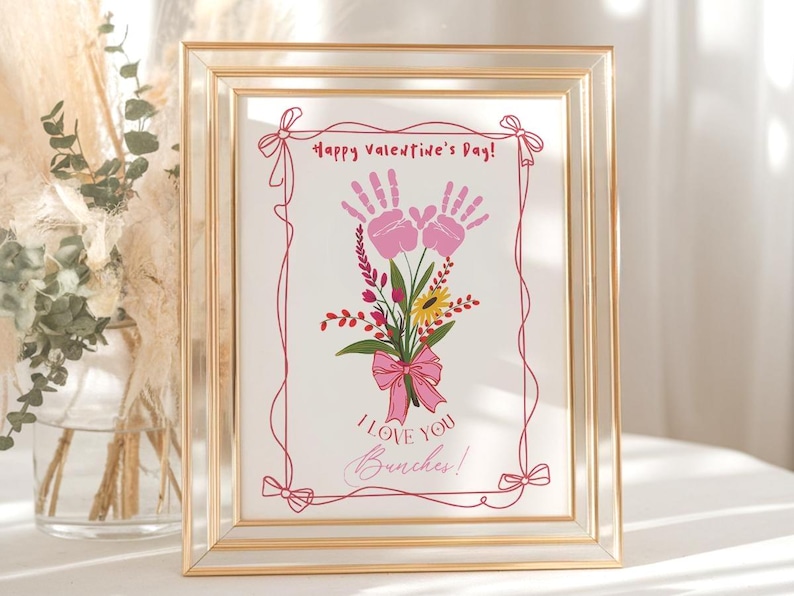 Valentine's Day Handprint Art, Personalized Mom Gift (digital Download ...