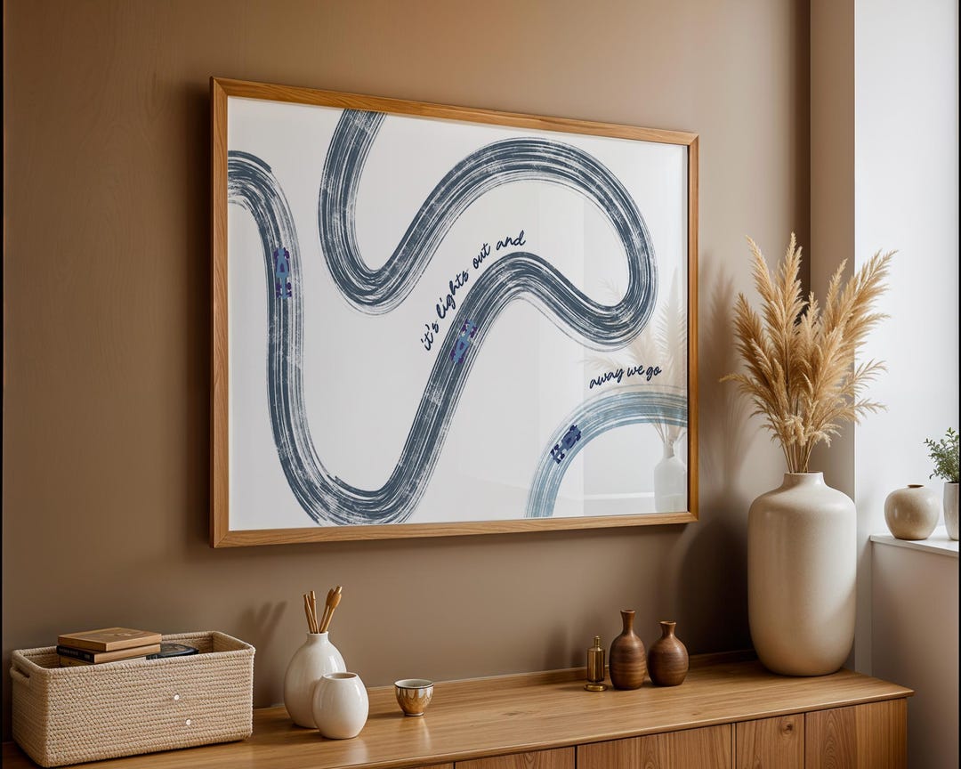 Minimalist Horizontal F1 Racing Painted Poster: Blue Formula One Wall ...