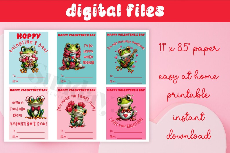 Frog Valentine's Day Cards for Kids – Editable Template (digital ...