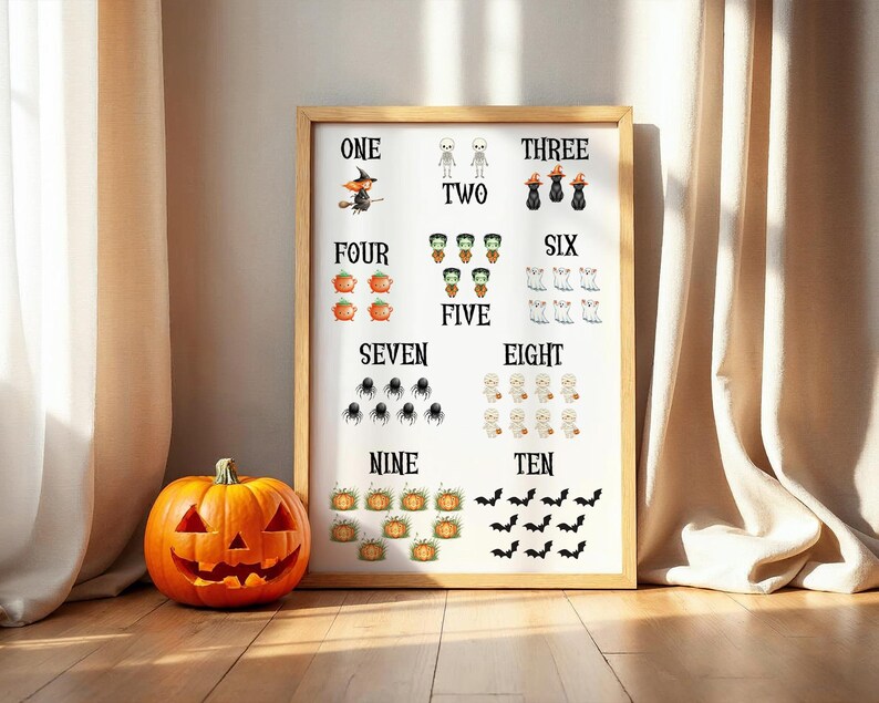 Halloween Number Chart Poster, Kids Classroom Decor (instant Download ...
