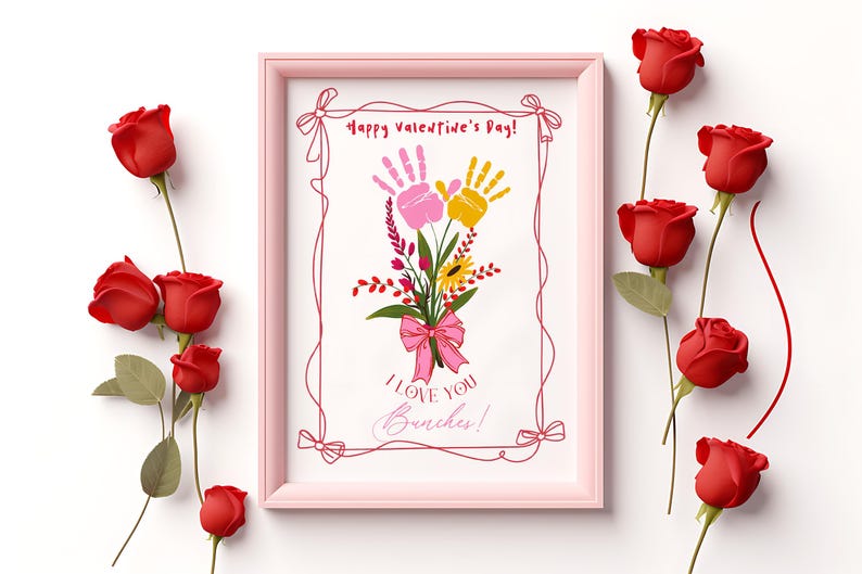 Valentine's Day Handprint Art, Personalized Mom Gift (digital Download ...