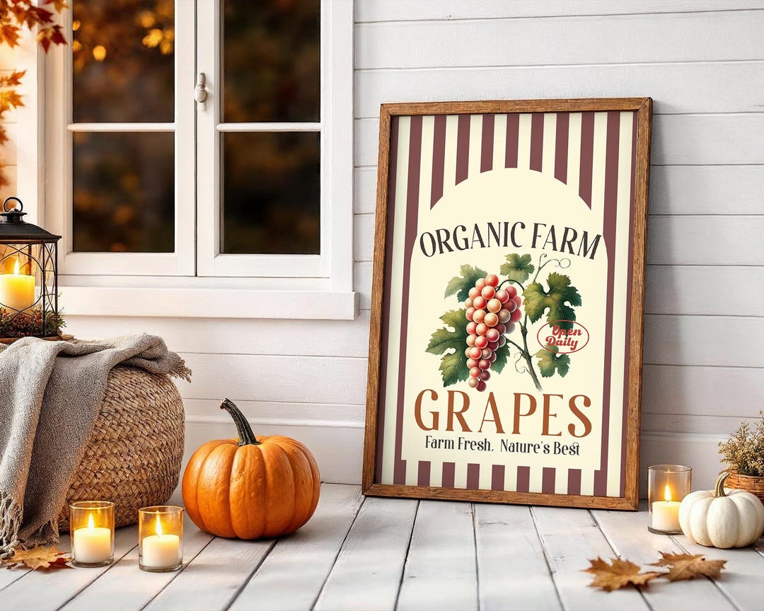 Vintage Grapes Kitchen Print: Retro Fall Wall Art (digital Download) - Etsy