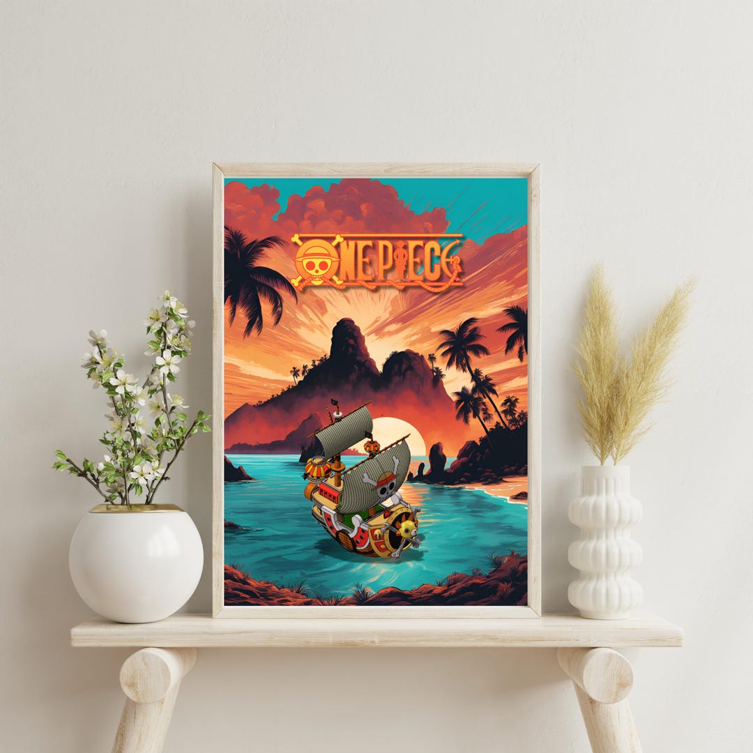 One Piece Sunset Art Print Sunny Ship Adventure Wall Decor - Etsy