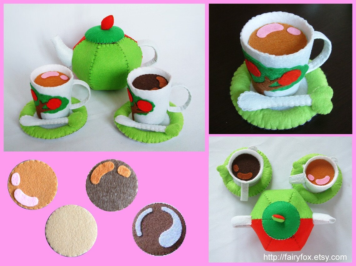 DIY felt apple tea setPDF Pattern via EmailT21 | Etsy