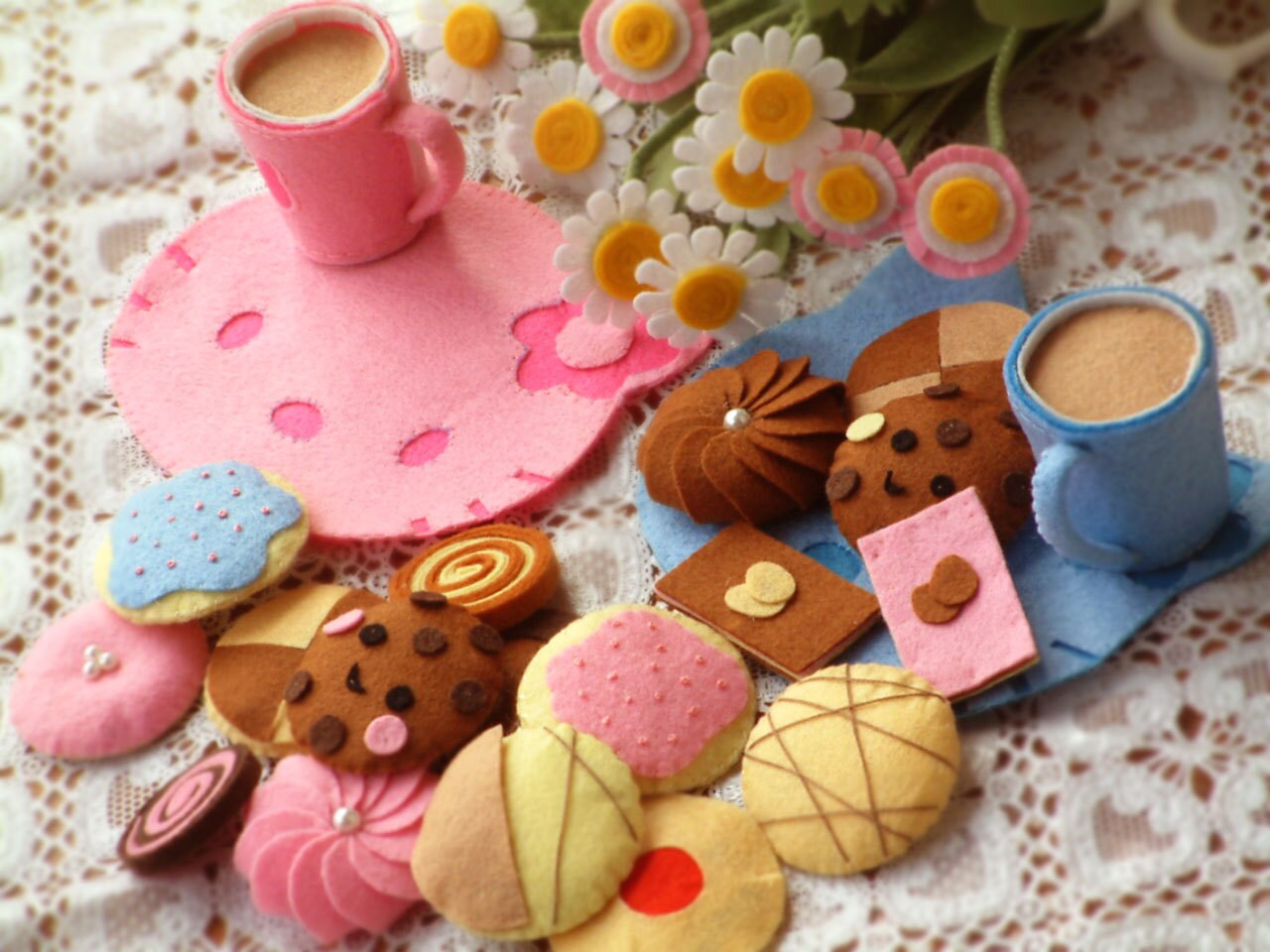 DIY Felt Lovely Cookie Set and Cups,place Matpdf Pattern via Emailf20 ...