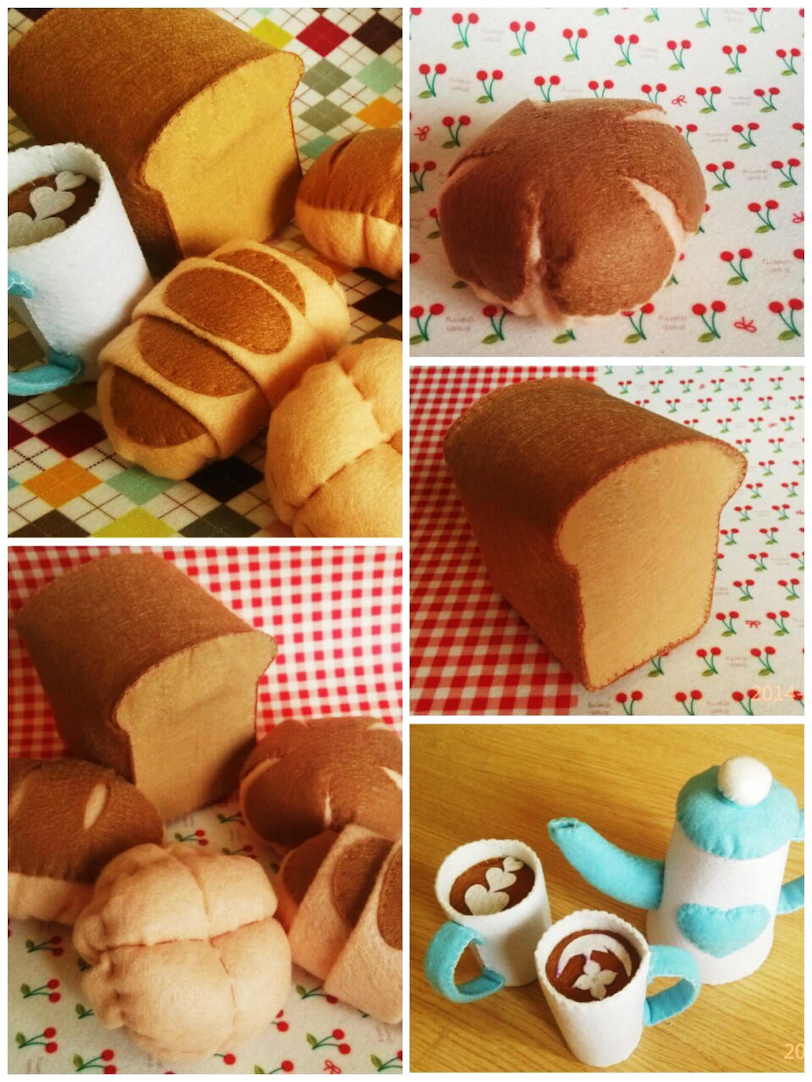 DIY felt Lovely bread set5 in 1 PDF tutorial and pattern | Etsy