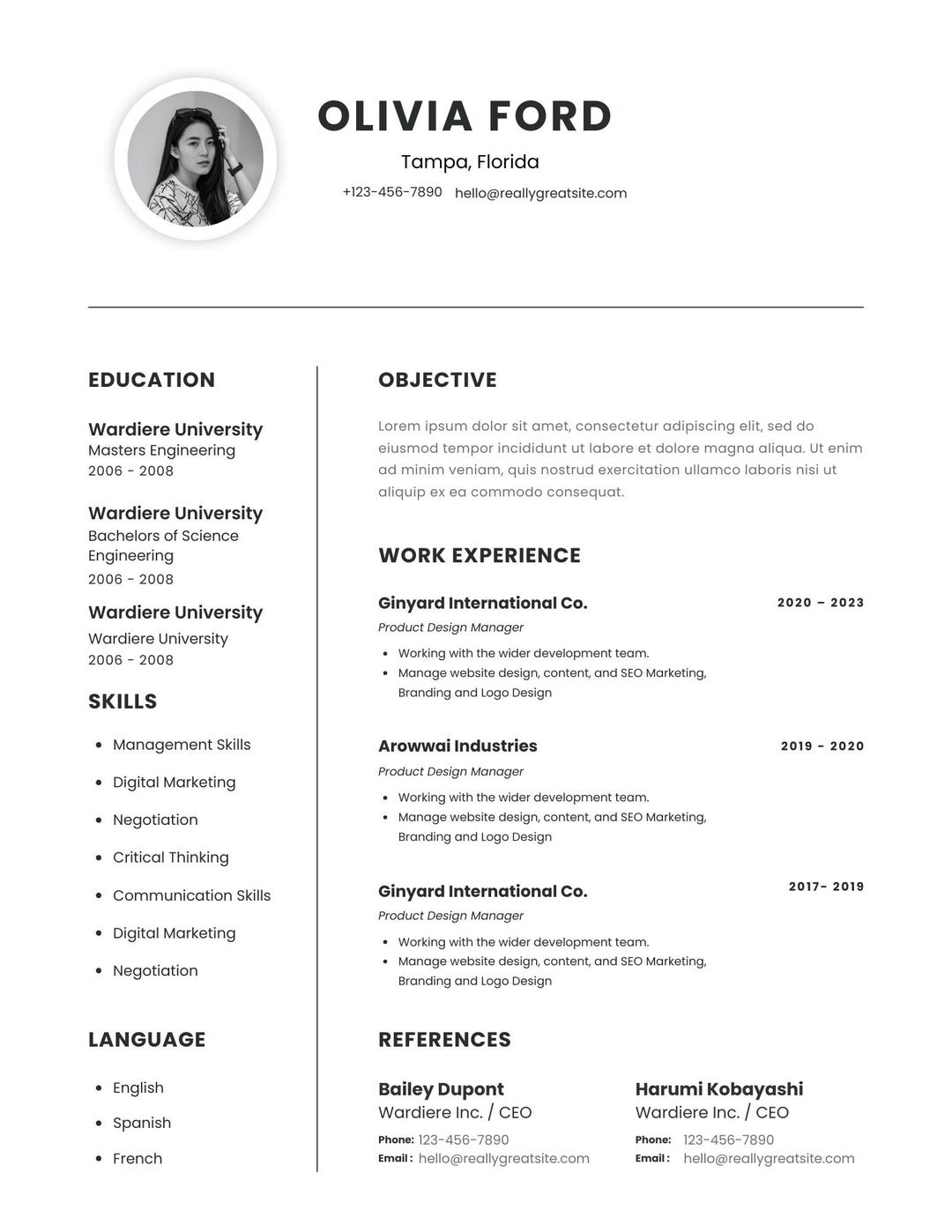 ATS Resume Template, Google Docs, ATS Cv Resume Template, Minimalist ...