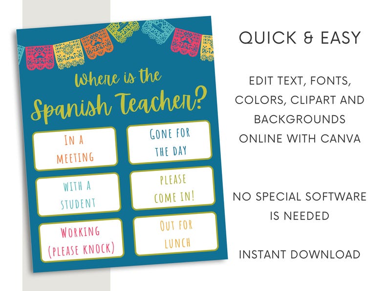 EDITABLE Door Sign - Out of Office Name Sign for Teacher, Counselor ...