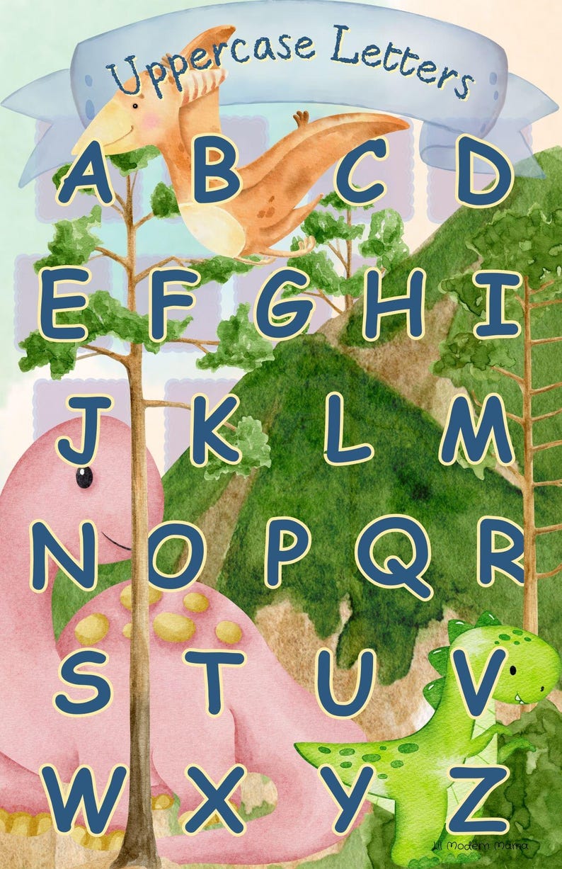 Dinosaur-themed Alphabet Poster Set | Uppercase and Lowercase Letters | Digital Download - Etsy ...