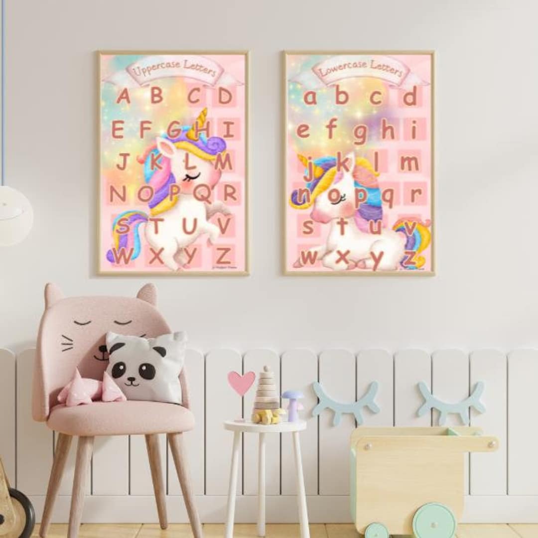 Unicorn-themed Alphabet Poster Set | Uppercase & Lowercase Letters ...