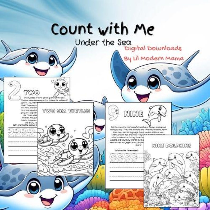 Count With Me Under the Sea: Coloring and Number Tracing - Etsy