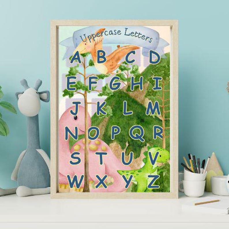 Dinosaur-themed Alphabet Poster Set | Uppercase and Lowercase Letters ...