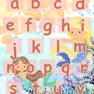 Mermaid Alphabet Poster Set | Uppercase & Lowercase Letters | Digital ...