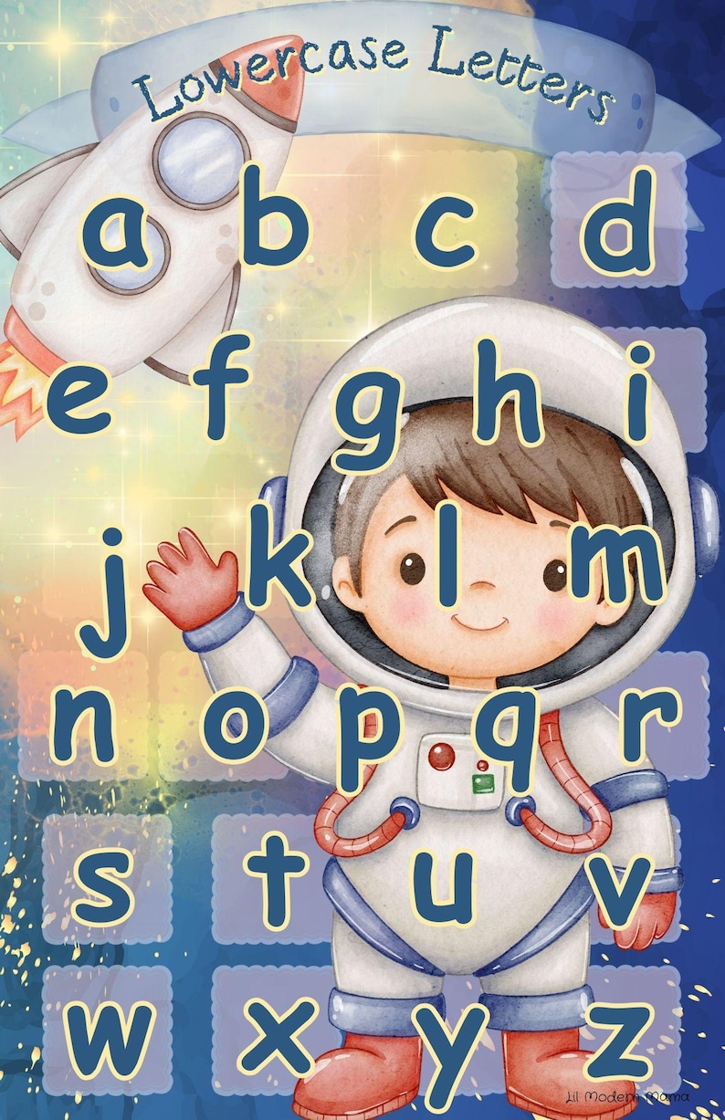 Astronaut-themed Alphabet Poster Set | Uppercase and Lowercase Letters ...