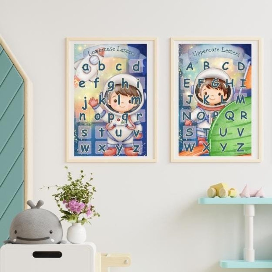 Astronaut-themed Alphabet Poster Set | Uppercase and Lowercase Letters ...