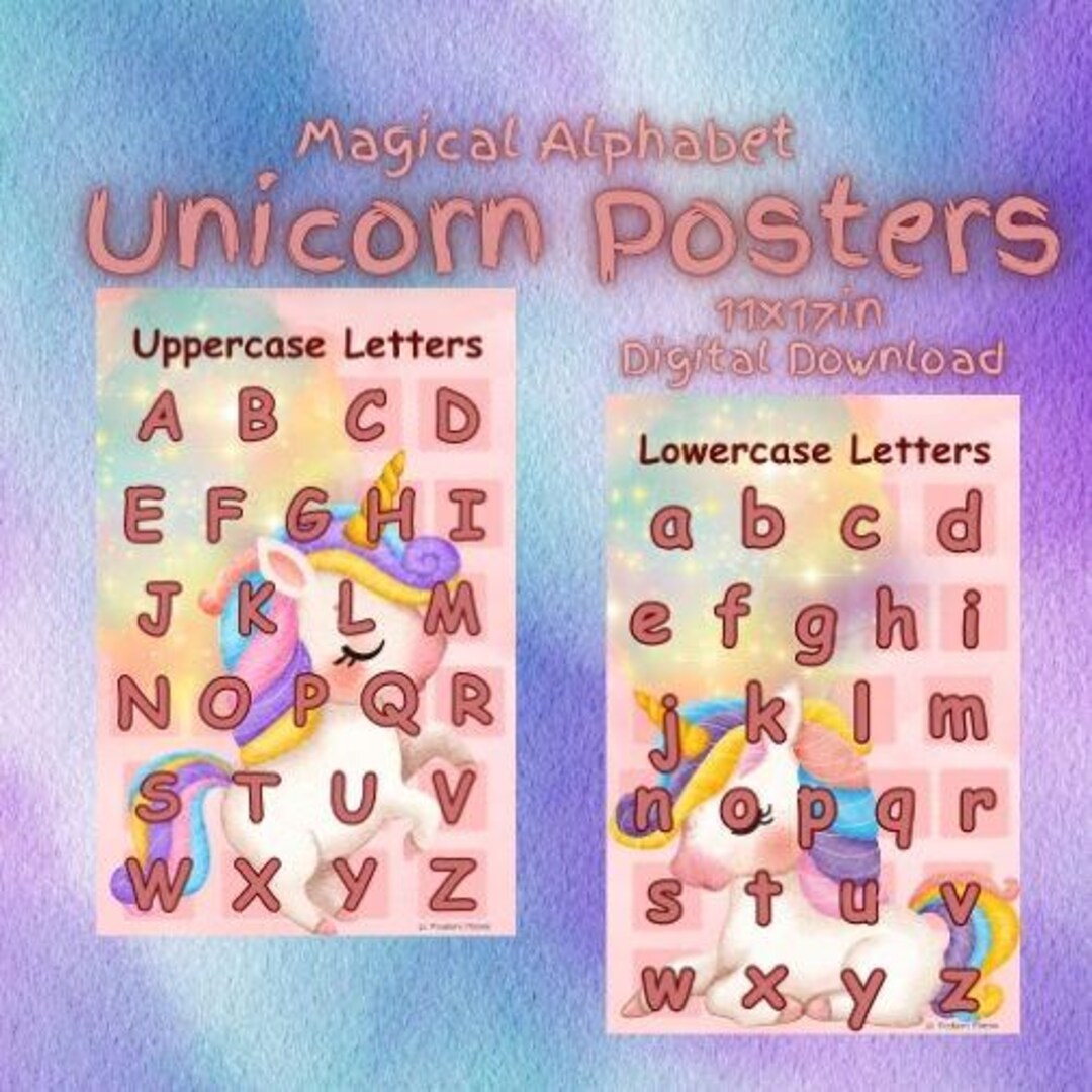 Unicorn Alphabet Charts, Upper and Lowercase - Etsy