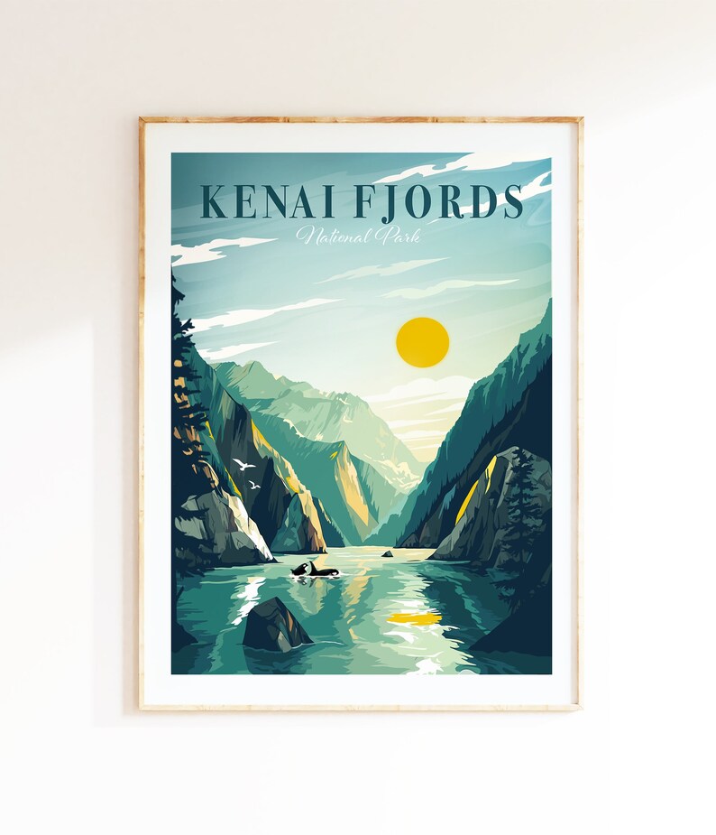 Alaska Wall Art, Kenai Fjords National Park, Vintage Travel Poster ...