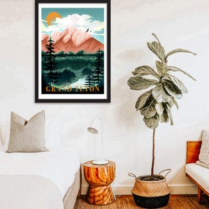 Grand Teton Poster, Grand Teton Print, Mountain Landscape Wall Art ...