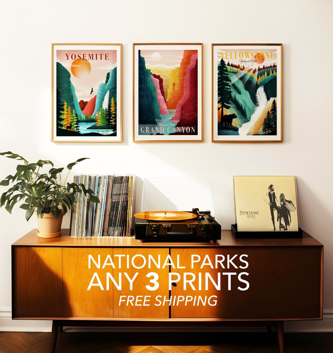 National Park Poster Set, Any 3 Prints of Your Choice, Nature Lover ...
