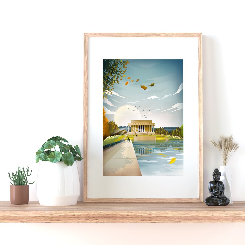 Washington DC Print Lincoln Memorial Print Travel Poster - Etsy