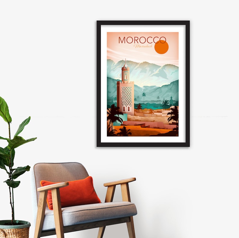 Marrakech Poster | Moroccan Wall Decor | Moroccan Architecture Print ...