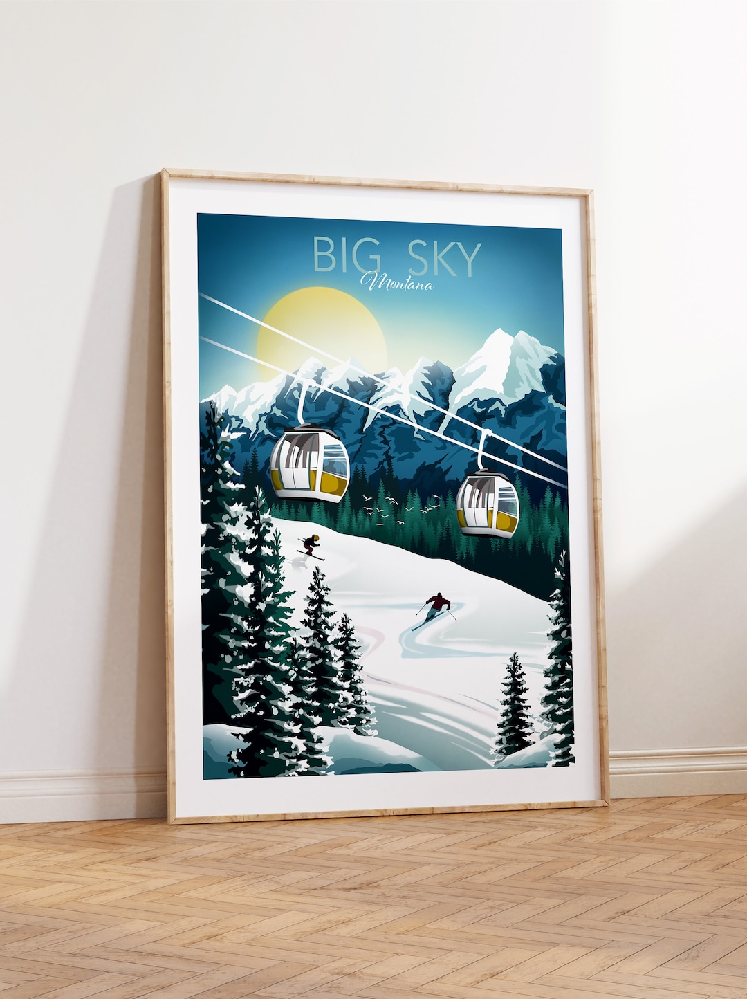 Ski Poster, Big Sky Skiing Print, Montana Wall Art, Ski Decor, Travel ...