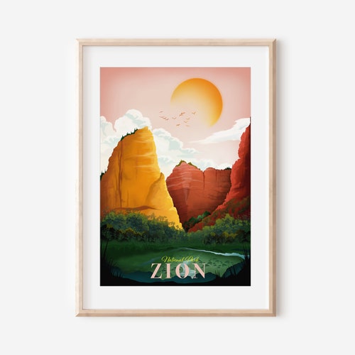 Zion National Park Poster National Park Print Travel Wall - Etsy