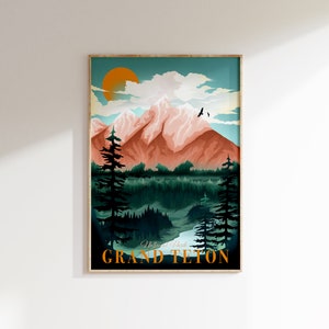 Grand Teton Poster, Grand Teton Print, Mountain Landscape Wall Art ...
