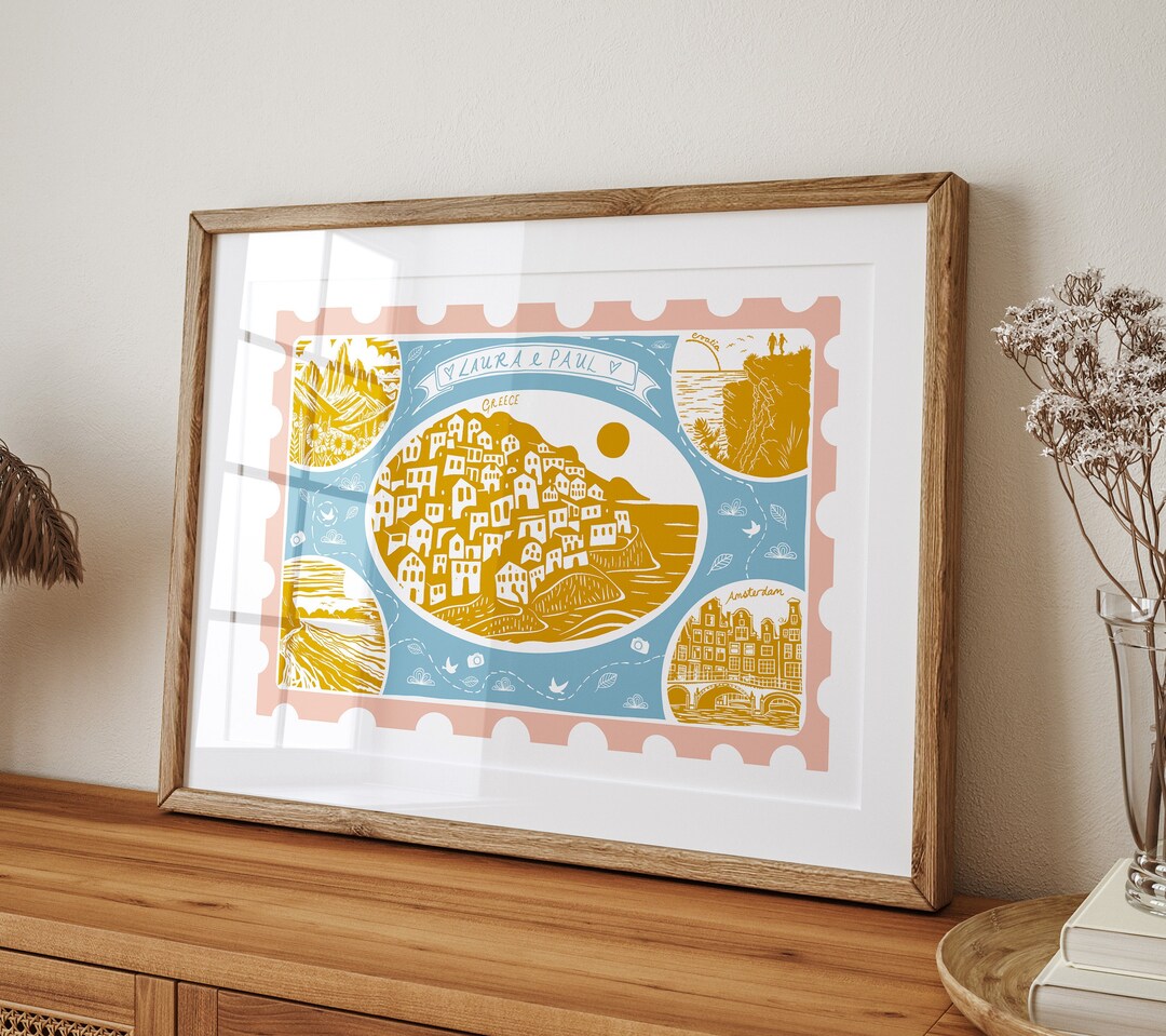 Custom Map Print, Personalised Travel Map, Anniversary Print, Adventure ...