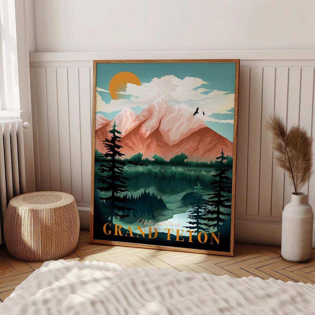 Grand Teton Poster, Grand Teton Print, Mountain Landscape Wall Art ...