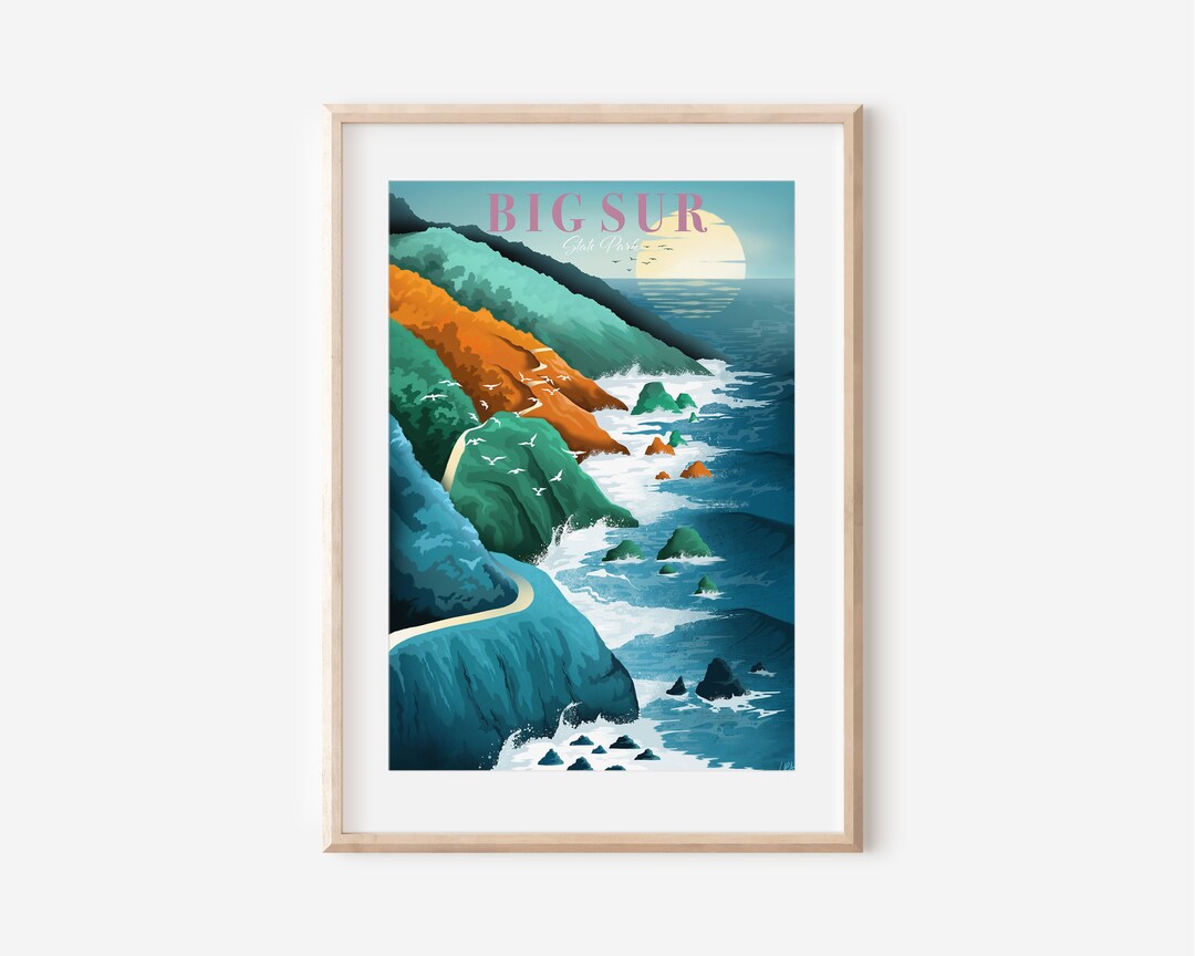 Big Sur Print Travel Poster Travel Poster Ocean Wall Art California ...