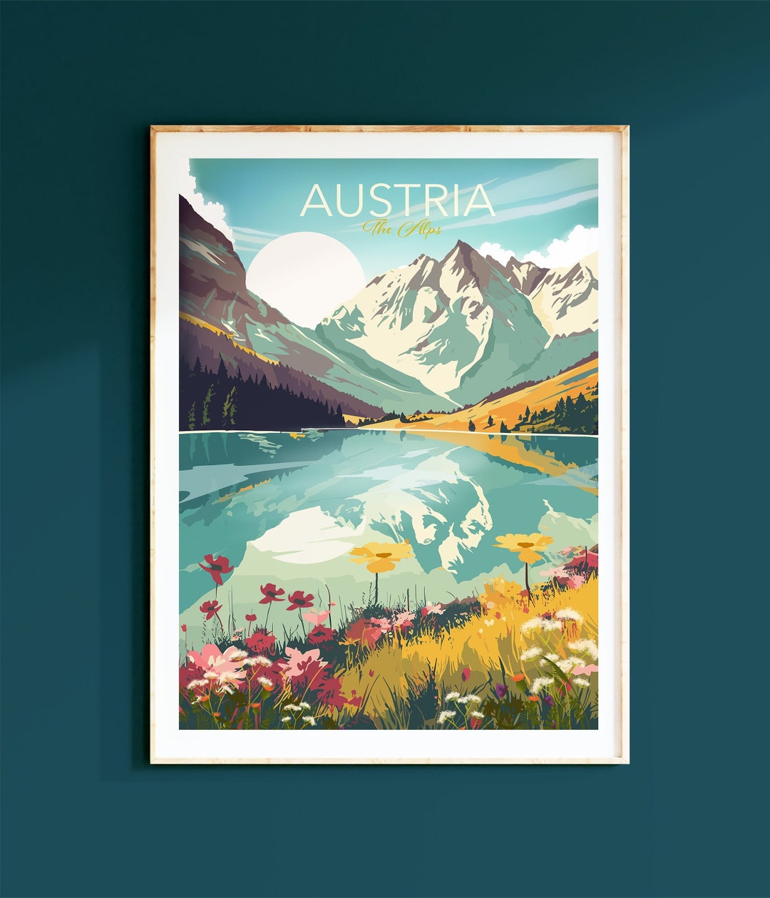 Austrian Alps, Travel Poster, Austria Wall Art, Alps Poster, Living ...