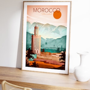 Marrakech Poster | Moroccan Wall Decor | Moroccan Architecture Print ...