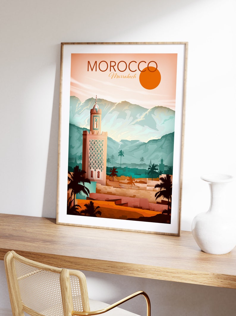 Marrakech Poster | Moroccan Wall Decor | Moroccan Architecture Print ...