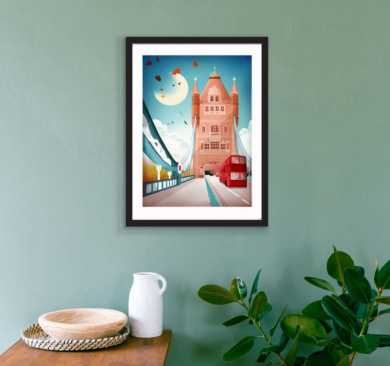 London Travel Poster Tower Bridge Print British Wall Art - Etsy