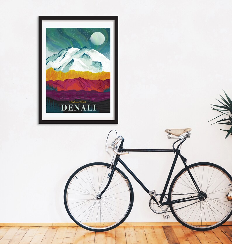 Denali Print National Park Poster Alaska Print Mount - Etsy