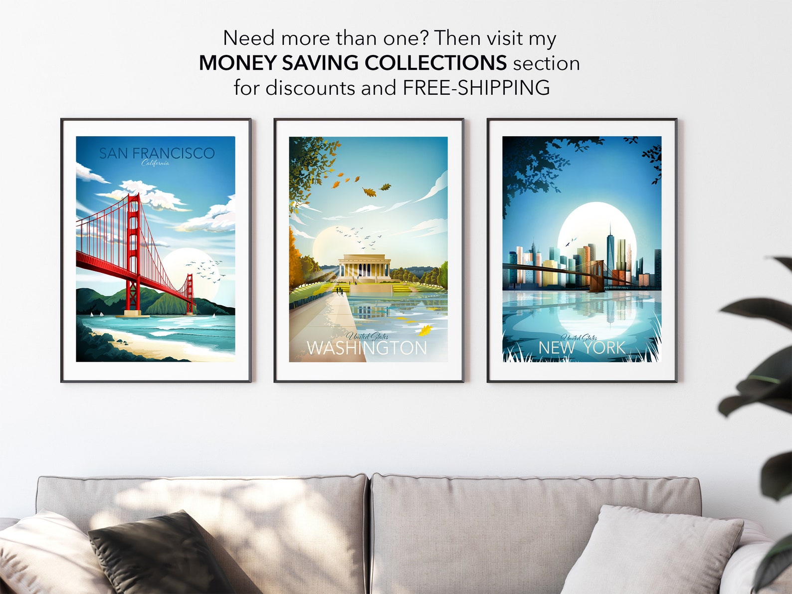 Washington DC Print | Lincoln Memorial Print | Travel Poster | City Art ...