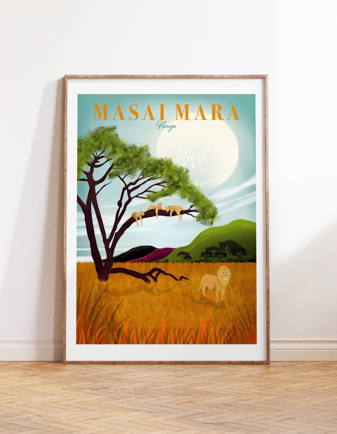 Masai Mara Print | Lion Print | Kenyan Wall Art | National Park Art ...