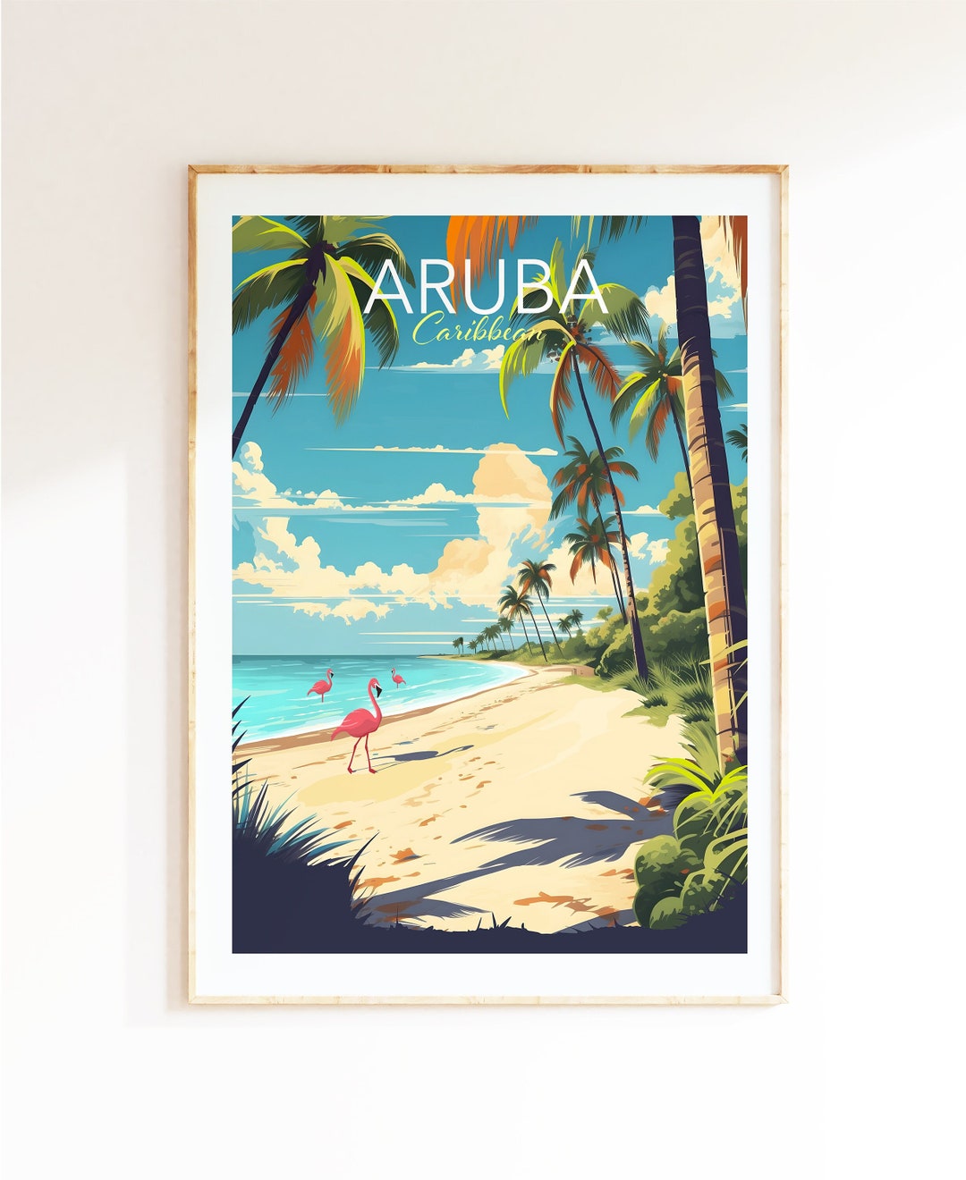 Aruba Poster, Tropical Travel Print, Caribbean Wall Art, Travel Poster ...