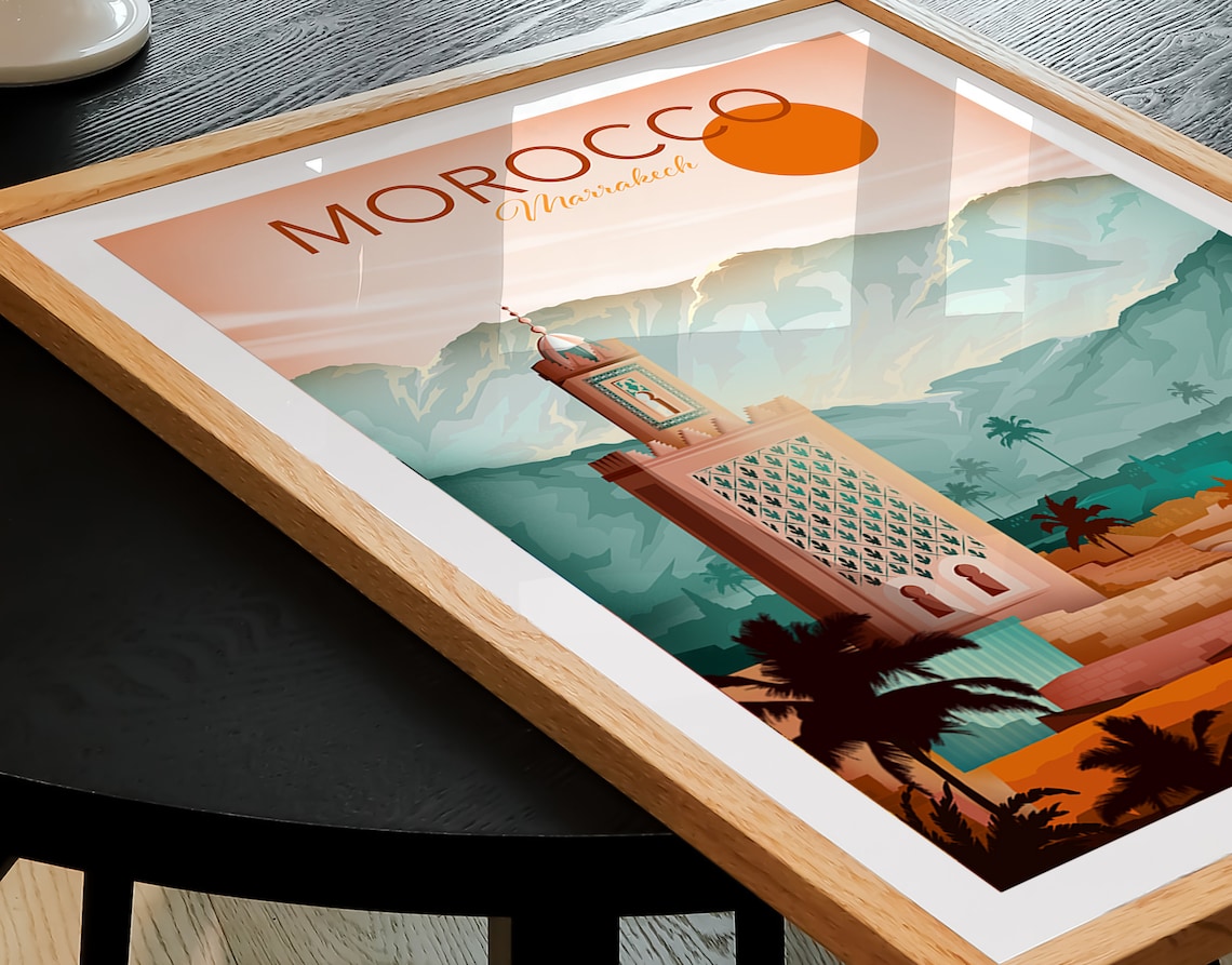 Marrakech Poster | Moroccan Wall Decor | Moroccan Architecture Print ...