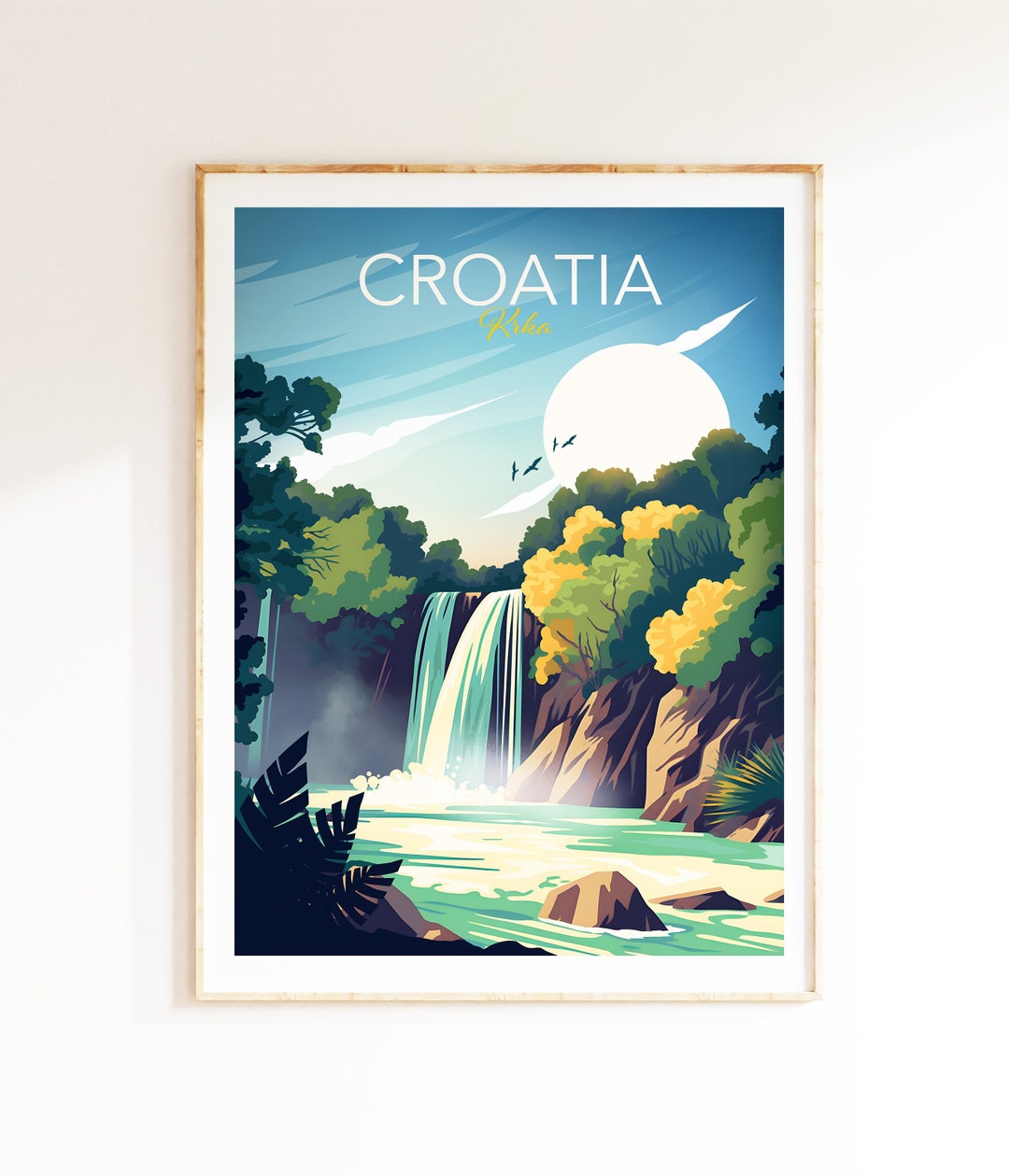 Croatia Print, Travel Poster Featuring Croatia's National Park Krka ...