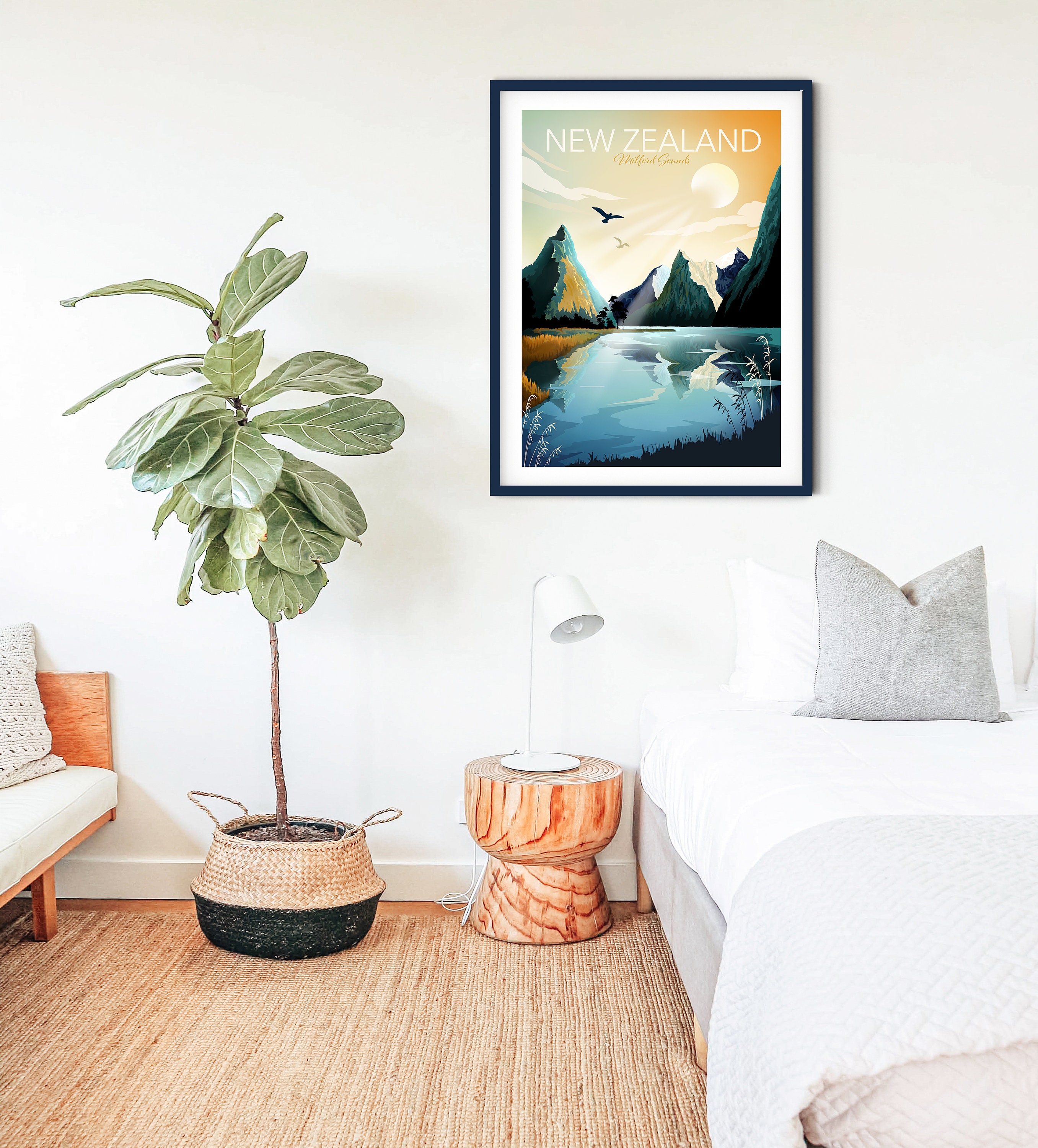 New Zealand Print, National Park Poster Featuring Milford Sounds ...