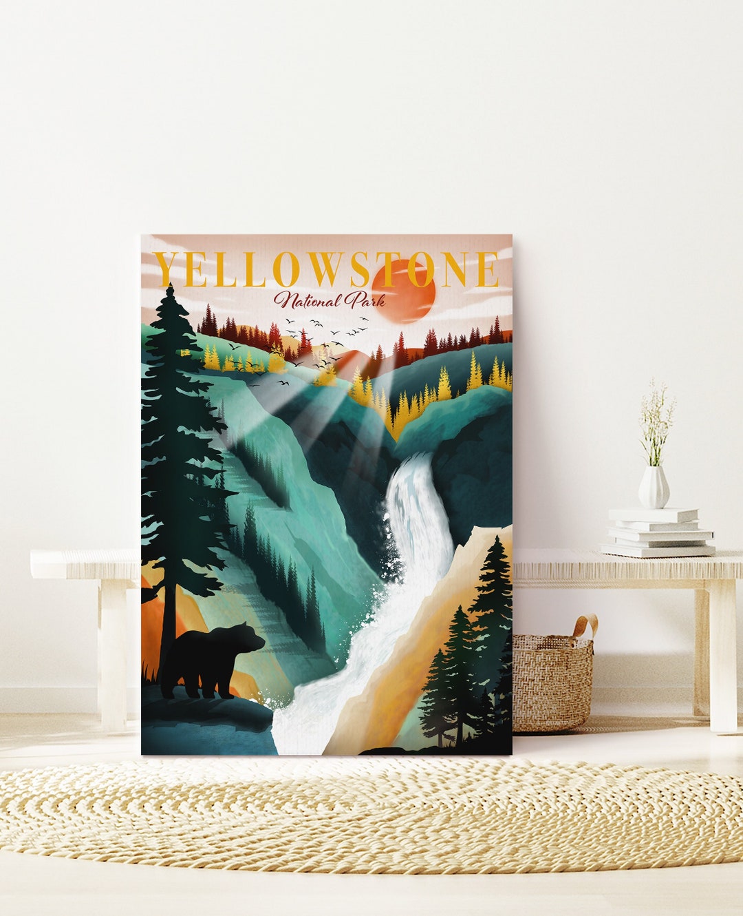 Large Canvas Art | Yellowstone Mounted Canvas | National Park Art ...