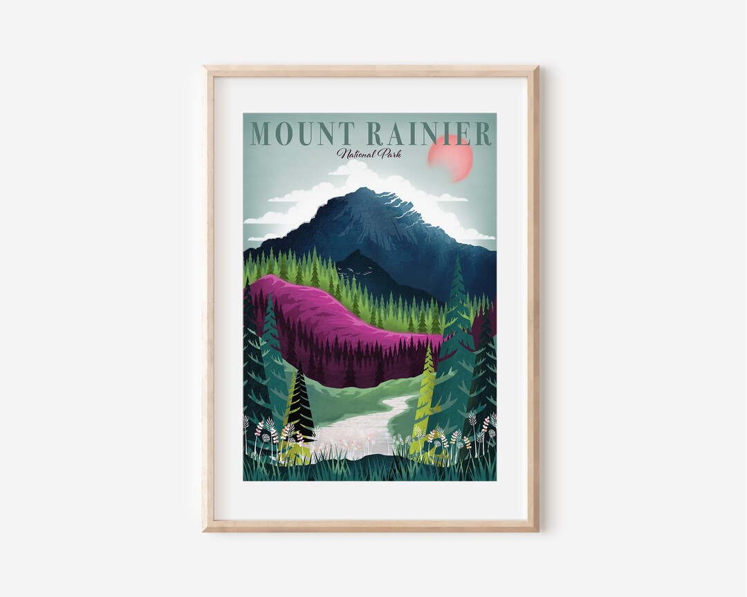 Mount Rainier National Park Poster Pacific Northwest - Etsy